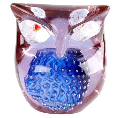 Murano Gino Cenedese Art Glass Owl With Controlled Bubbles At 1stdibs