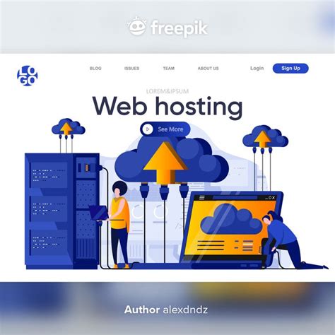 Premium Vector Web Hosting Flat Landing Page It Specialists Managing Server Equipment