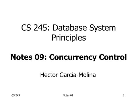 cs 245 database system principles notes 09 concurrency control ppt