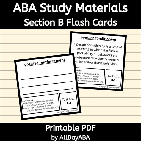 Section B Flash Cards Th Edition Task List ABA Study Materials BCBA Exam Prep ABA Flash Cards