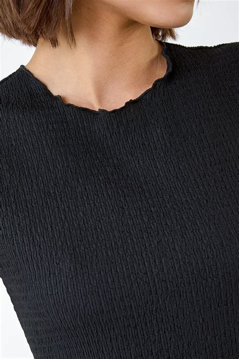 Black Textured Stretch Bodycon Dress Roman Uk