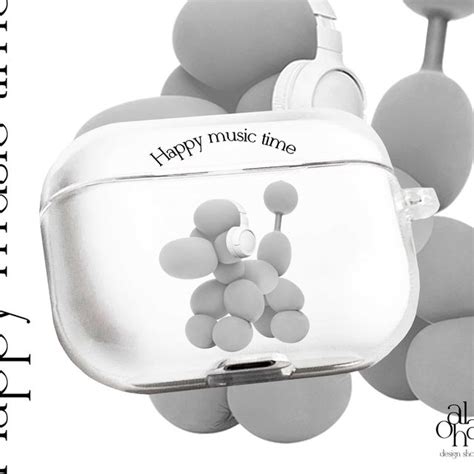 알로하디자인샵 귀여운 풍선 강아지 헤드셋 에어팟123세대 프로2케이스 러블리 힙한 유니크 영어 감성 폰트 유니크 심플 그레이 디자인 영문 투명 반투명 젤리 친구 생일선물