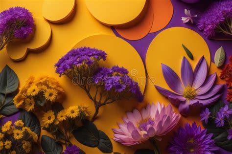 Flowers Composition Colorful Flowers Composition On Color Background