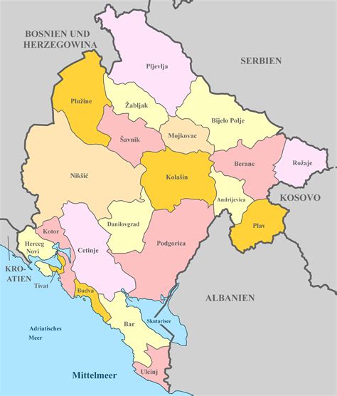Montenegro Länderinfo Küsten Map Flagge Fakten