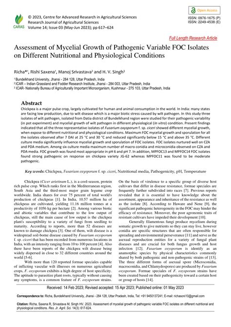 Pdf Assessment Of Mycelial Growth Of Pathogenic Variable Foc Isolates