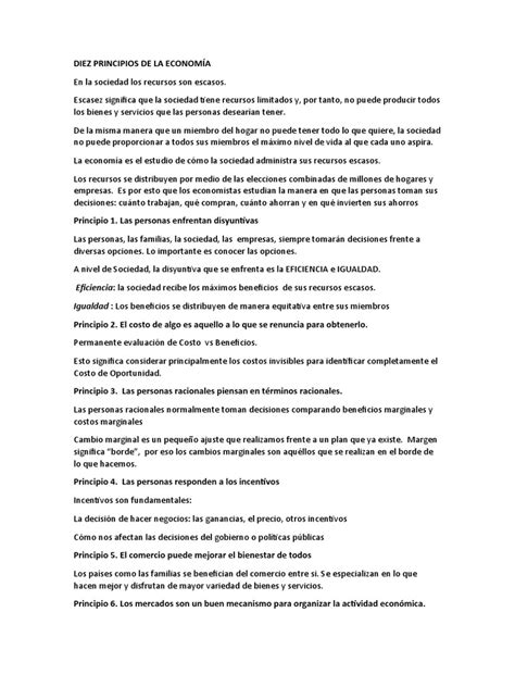 Diez Principios De La Economía Pdf Mercado Economía Inflación