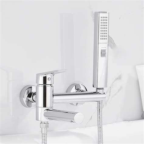Bath Shower Mixer Tap Wall Mounted Chrome Brass Bath Tub Mixer Tap With Shower 2 Mode Shower