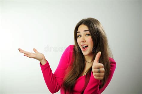 Sincere Laugh Beautiful White Teeth Long Hair Insanely Beautiful Girl Advertises Something On