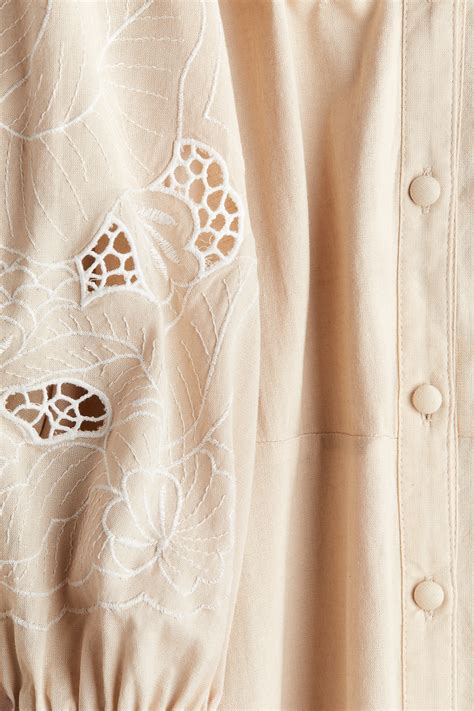 Embroidered Dress Light Beige Ladies Handm Gb