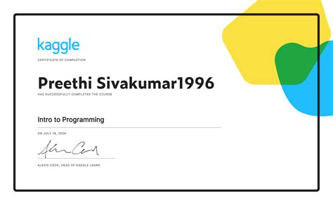 Preethi Sivakumar1996 Completed The Intro To Programming Course On Kaggle