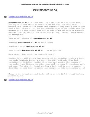 Destination A1 Pdf Download - Fill Online, Printable, Fillable, Blank ...