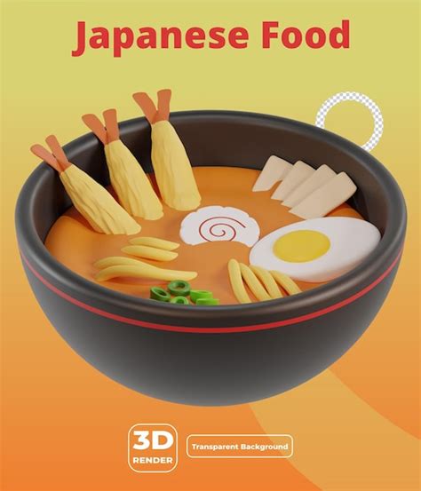 Premium Psd 3d Japanese Food Tempura Ramen Noodle