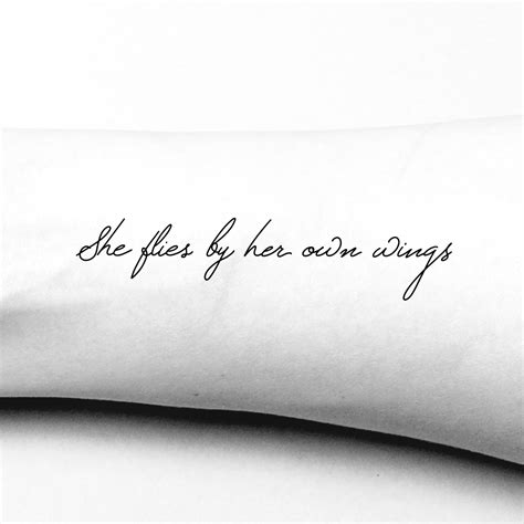 She Flies By Her Own Wings Cursive Quote Temporary Tattoo Etsy