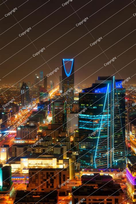 Riyadh Saudi Arabia City Skyline With Color Buildings Blue Sky And