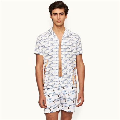 James Bond Octopussy Print Linen Shirt By Orlebar Brown 007store