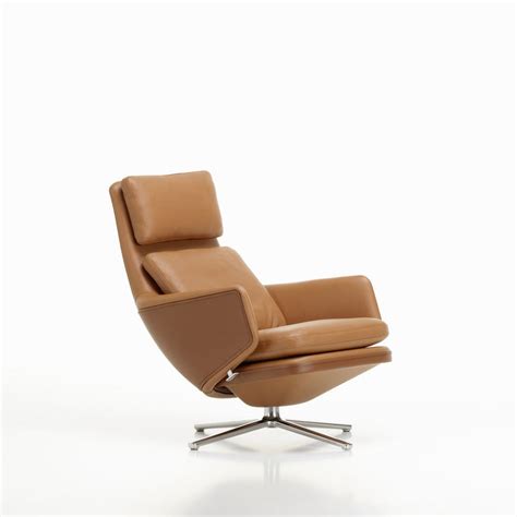 Vitra Grand Relax Ottoman Cognac Leather Aluminum Base