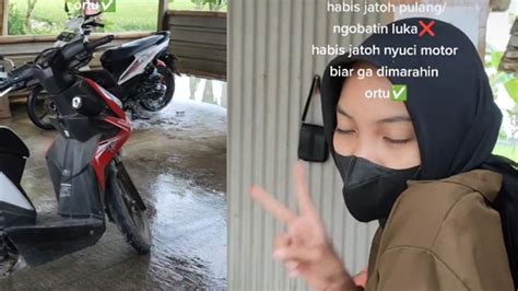 Cewek Kuat Pulang Kecelakaan Bukannya Berobat Tapi Malah Cuci Motor