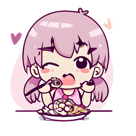 Cute Girl Eating Kawaii Chibi Cartoon · Creative Fabrica