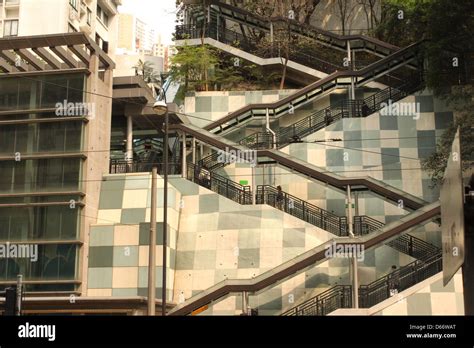 Lift Escalator And Steps Link King S Road And Fortress Hill Mtr Stock