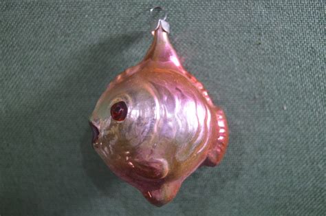 Купить Игрушка елочная стеклянная Рыба луна рыбка розовая Стекло подвес 4 СССР цены