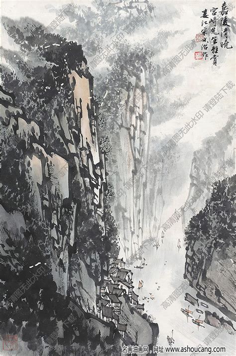 宋文治作品 嘉陵晴晓 高清大图下载 名画油画网