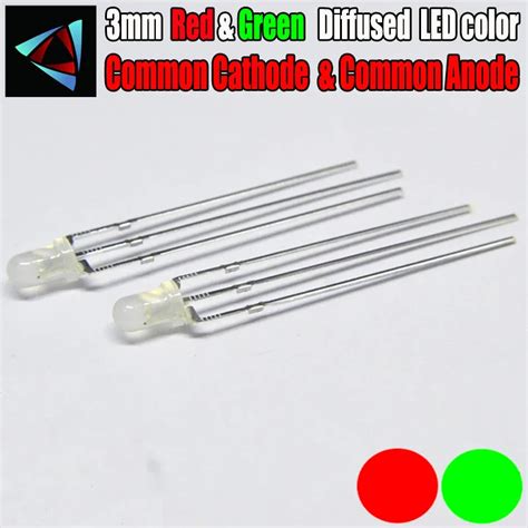 Pcs LED Mm Diffused Green And Red Common Cathode Common Anode Pin Round Mm Bi Color LED
