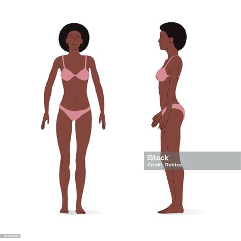 어린 소녀 여성의 전신 정면과 측면보기 가만히 서 있는 사람과 걷는 사람의 아이소메트릭 벡터 일러스트레이션입니다 16 17 살에 대한 스톡 벡터 아트 및 기타 이미지