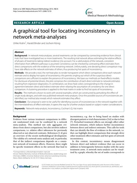 Pdf A Graphical Tool For Locating Inconsistency In Network Meta Analyses