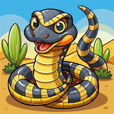 Premium Vector A Cartoon Snake With A Yellow And Black Body And A