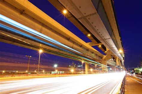 Premium Photo Elevated Freeway With Traffic Trail