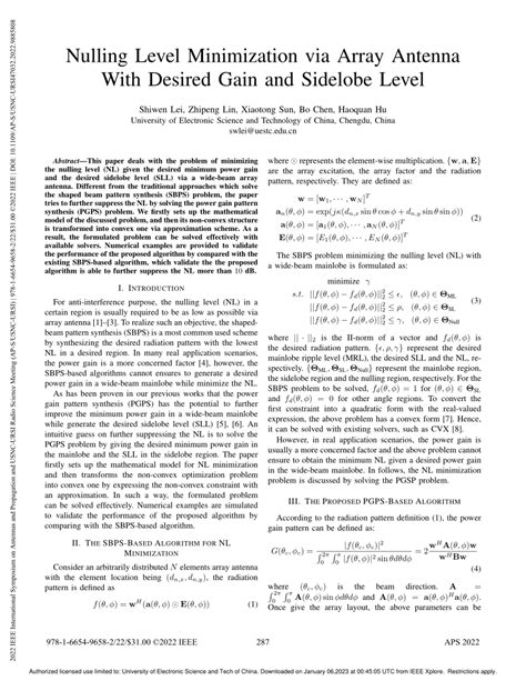 Pdf Nulling Level Minimization Via Array Antenna With Desired Gain