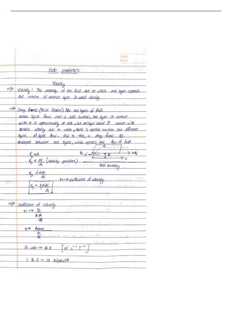 Mechanical Properties Of Fluids Part Chapter Physics Class Th Notes Physics Stuvia US