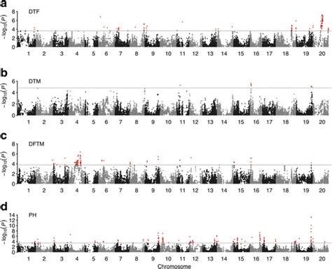 manhattan plots of gwas for each trait in soybean negative