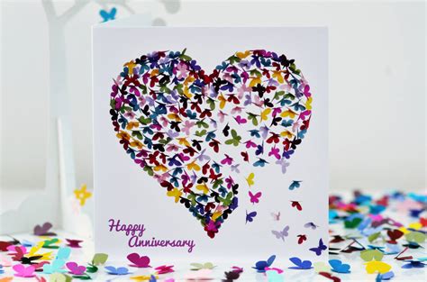 Multicoloured Butterfly Heart Card By Inkywool Butterfly Art