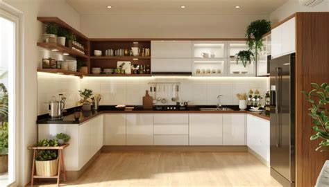 Modern Bright Kitchen With White Cabinets And Wooden Accents Fabdiz