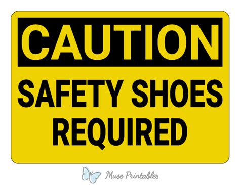 Printable Safety Shoes Required Caution Sign