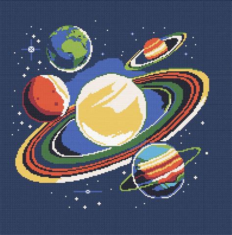 Cross Stitch Patern Scheme Solar System Dance Cross Stitch Patern Of Planets In Space