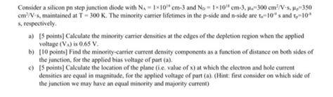 Solved Consider A Silicon Pn Step Junction Diode With