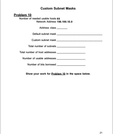Solved Custom Subnet Masks Problem 10 Number Of Needed Usable Hosts 60 Network Address 198100