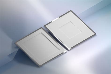 모형 파란색 파스텔 배경에 은색 프레임이있는 두 개의 빈 사각형 프레임이있는 템플릿 0명에 대한 스톡 사진 및 기타 이미지 0명 가정의 방 개념 Istock