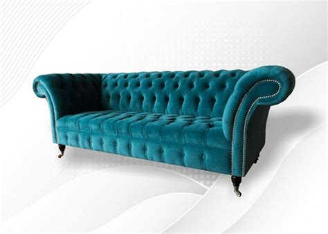 Jvmoebel Chesterfield Sofa Gemütliches Türkis Sofa Couch Chesterfield