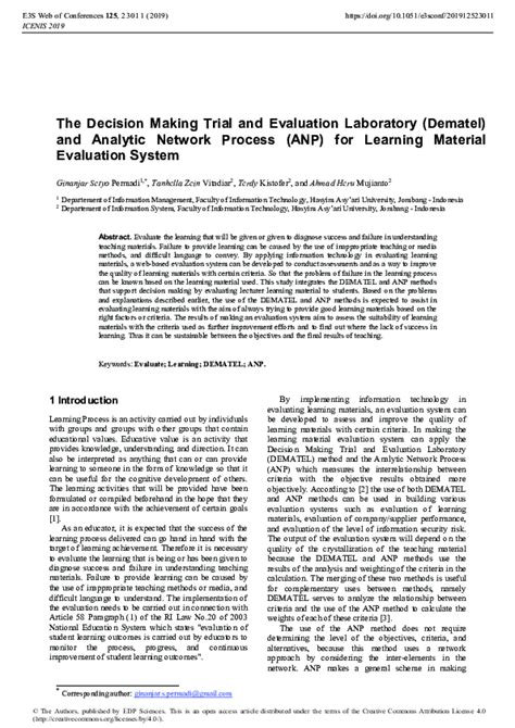 Pdf Decision Making Trial And Evaluation Laboratory