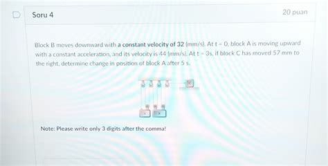 Solved Block B Moves Downward With A Constant Velocity Of Chegg