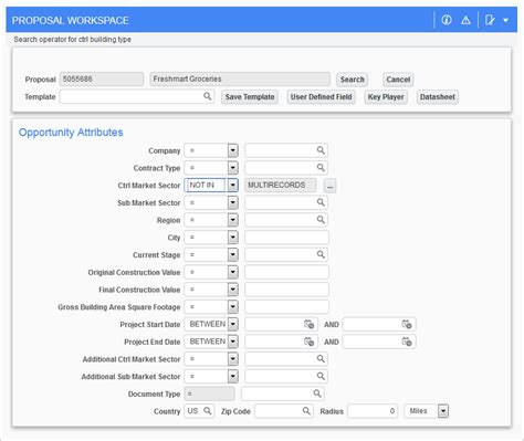 Opportunity Management Proposal Workspace Screen