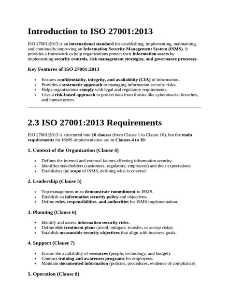 Introduction To Iso 27001 Pdf Information Security Computer Security