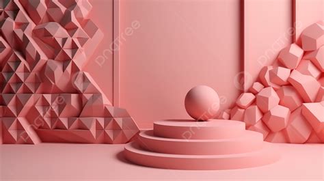 Pink Podium On Geometric Shape Background For Showcasing Products In 3d