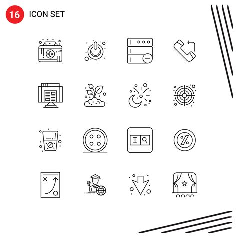 Stock Vector Icon Pack Of 16 Line Signs And Symbols For Data