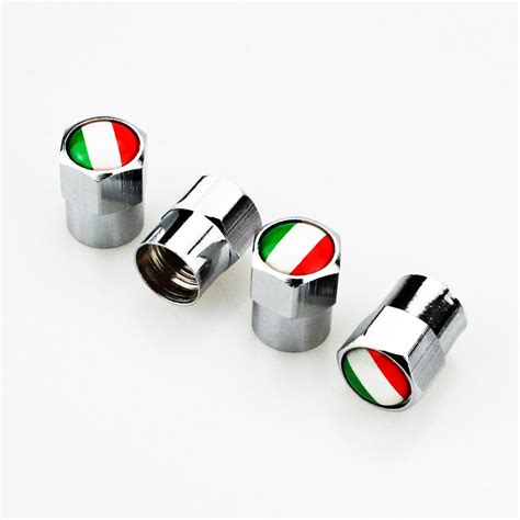 4 X İtalyan bayrağı Logo Metal Jant Lastik Vana Kapakları Araba