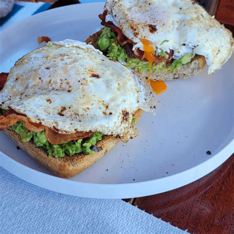 Avocado Toast Wbacon And Egg Rbreakfastfood