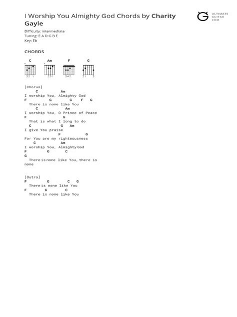 I Worship You Almighty God Chords Pdf